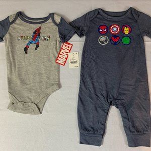 Marvel | One Pieces | Baby Boys Disney 2pc Avengers Rompers Onesies Set ...